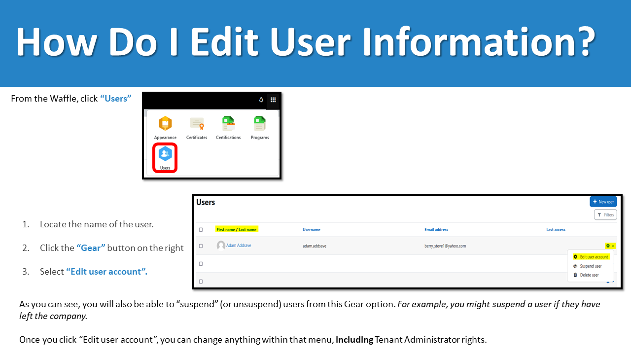 Editing User Information