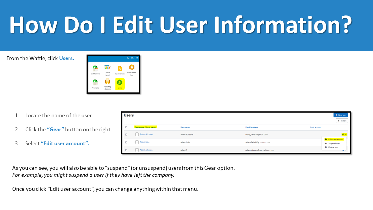 Editing User Information