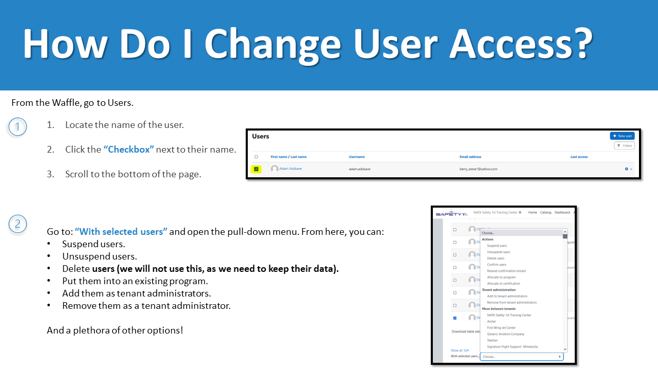 Changing Users Access