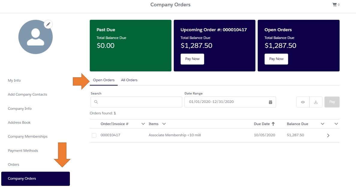 Make a Payment on an Open Order