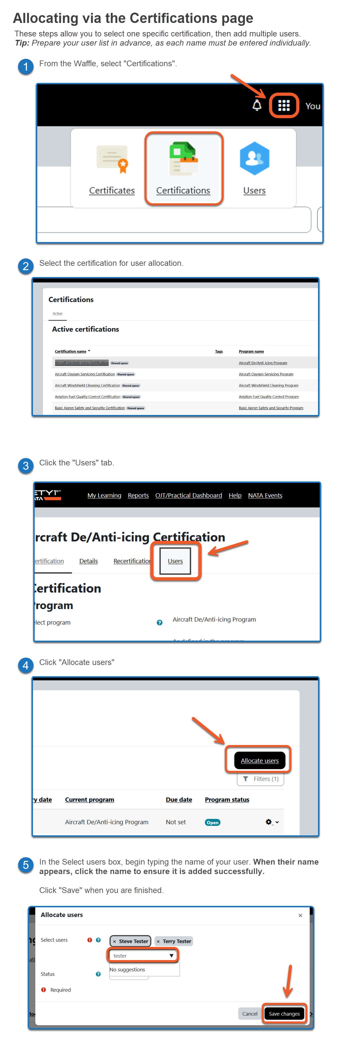 Allocating Users into Certifications